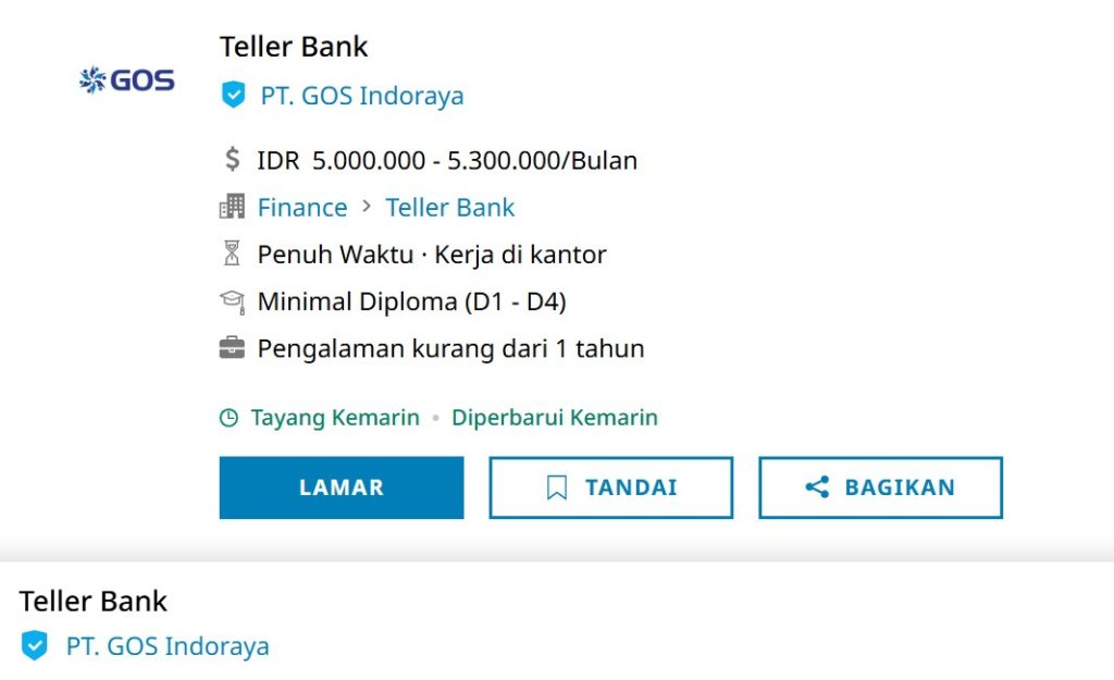 Lowongan Kerja Bank Jakarta Posisi Teller Minimal SMA SMK - Loker ...